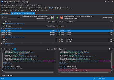 Schema Compare Tool To Diff And Sync Postgresql And Amazon Redshift