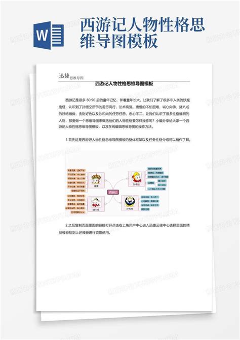 西游记人物性格思维导图word模板下载编号qbrrybnr熊猫办公