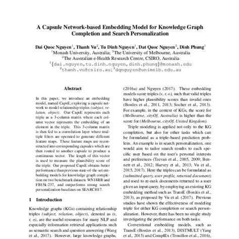 a capsule network based embedding model for knowledge graph completion and search