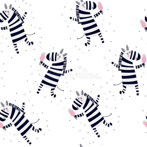Seamless Pattern With Cute Zebra Vector Illustrations Stock Vector Illustration Of Graphic