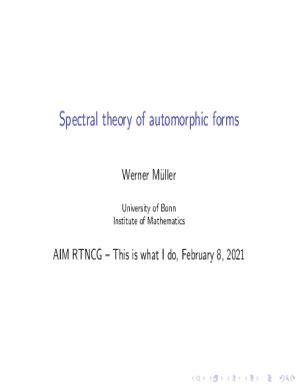 Fillable Online SPECTRAL THEORY OF AUTOMORPHIC FORMS A VERY BRIEF INTRODUCTION Fax Email Print