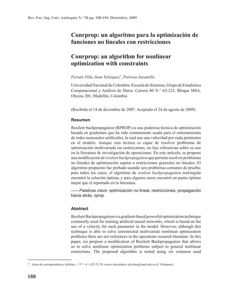 Pdf Conrprop An Algorithm For Nonlinear Optimization With Constraints