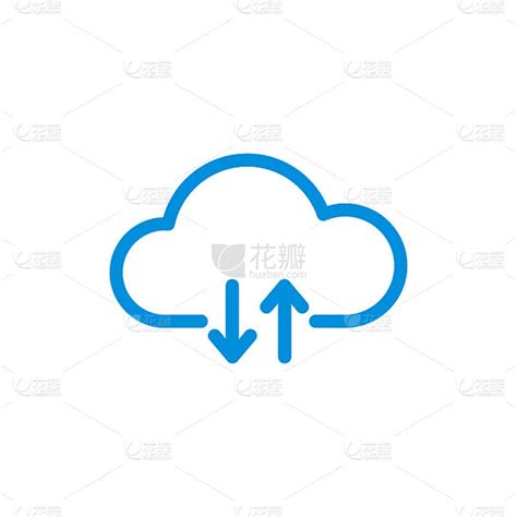 云与箭头向上和向下的图标。矢量线按钮web和应用程序素材 花瓣网