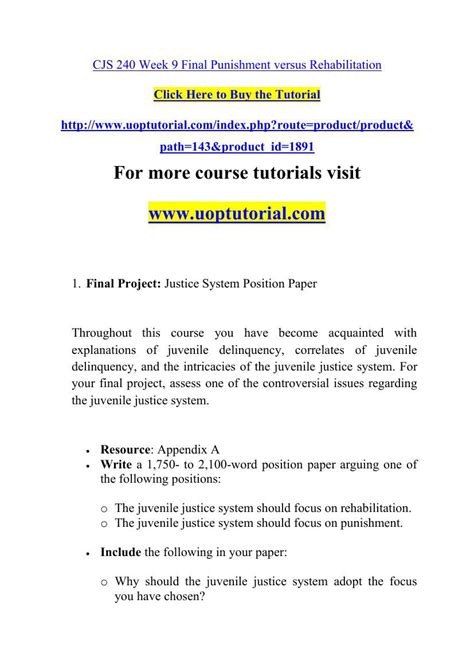 Cjs 240 Week 9 Final Punishment Versus Rehabilitation By Fec8b7e9e8c Flipsnack