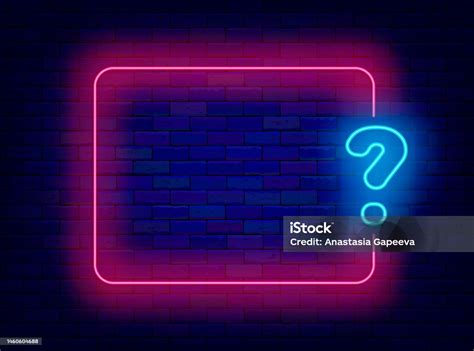파란색 물음표 네온 사인과 분홍색 빈 프레임 의심과 시험 개념 퀴즈 디자인 벡터 스톡 일러스트 사소한 정보에 대한 스톡 벡터 아트 및 기타 이미지 Istock