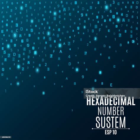 16 진수 숫자 시스템입니다 추상 현대 배경입니다 빛나는 숫자와 문자는 파란색입니다 스파스 기호입니다 하이테크 하 고 프로그래밍