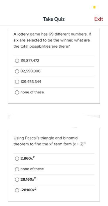 Solved A Lottery Game Has 69 Different Numbers If Six Are