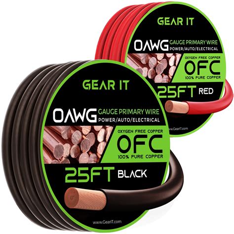 Gearit 10 Gauge Wire Oxygen Free Copper Ofc 25ft Each Blackred