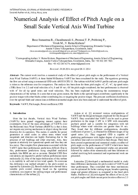 Pdf Numerical Analysis Of A Small Vawt Using Cfd