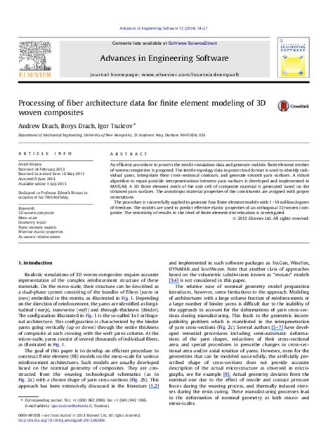 Pdf Processing Of Fiber Architecture Data For Finite Element Modeling Of 3d Woven Composites