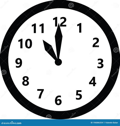 Round Clock Face Showing Eleven O`clock Vector Illustration 196886354