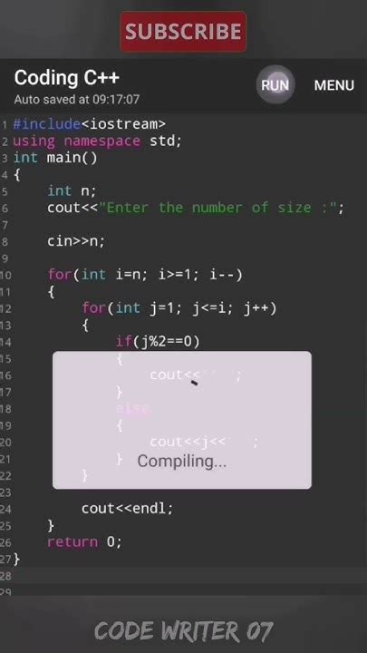 Best C Pattern Program Tutorial Video 💯🧠 Codewriter07 Coding Youtubeshorts Programming
