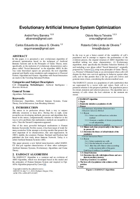 Pdf Evolutionary Artificial Immune System Optimization