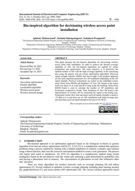 Bio Inspired Algorithm For Decisioning Wireless Access Point