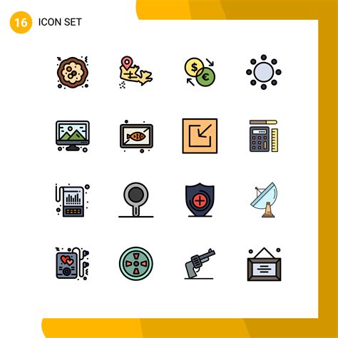 Set Of 16 Vector Flat Color Filled Lines On Grid For Image Symbols Currency Symbolism Commitment