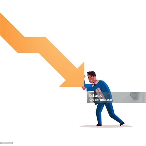 금융 위기 파산 투자 위험 개념 전체 길이 아래로 떨어지는 경제 화살표를 중지 강조 사업가 가공의 인물에 대한 스톡 벡터 아트 및 기타 이미지 가공의 인물 개념