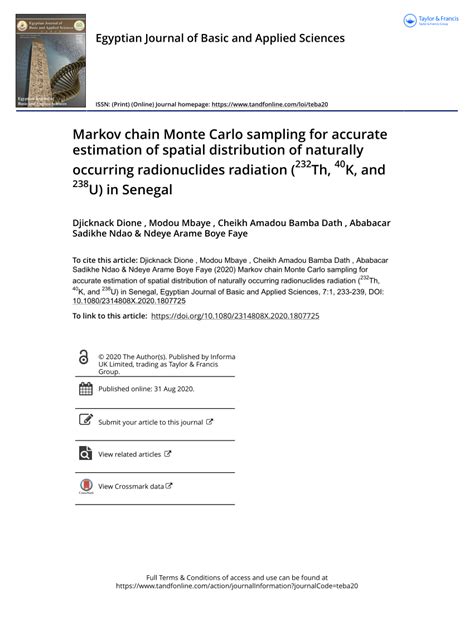 Pdf Markov Chain Monte Carlo Sampling For Accurate Estimation Of