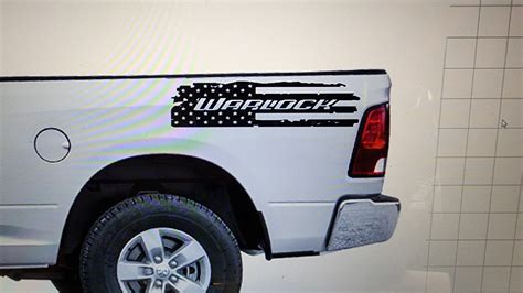 Truck Warlock Side Bed Vinyl Decals Us Flag Kit Compatible With Ram