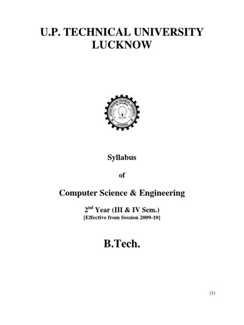 Uptu Btech 2nd Year Syllabus Relational Database Numerical Analysis