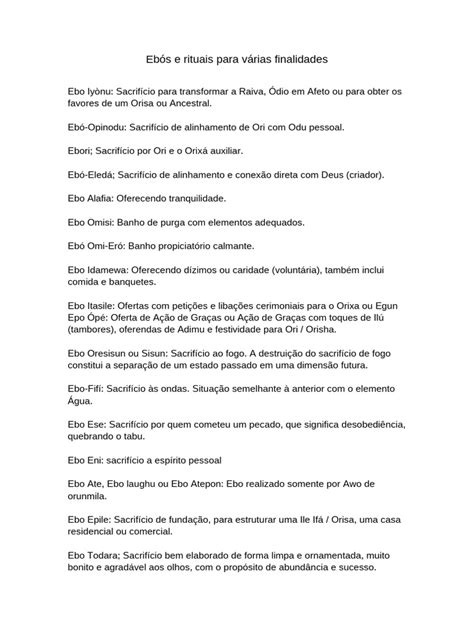 Ebós E Rituais Para Várias Finalidades Pdf