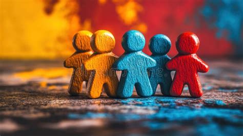 Colorful Wooden Figures Representing Unity Stock Illustration Illustration Of Creativity