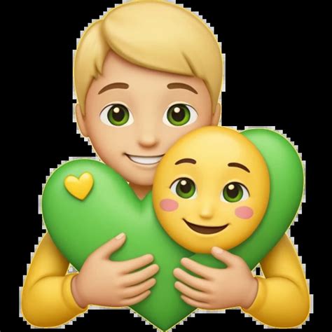 A Hug Emoji That Holds Green Hearts In Hands Emoji Ai Emoji Generator