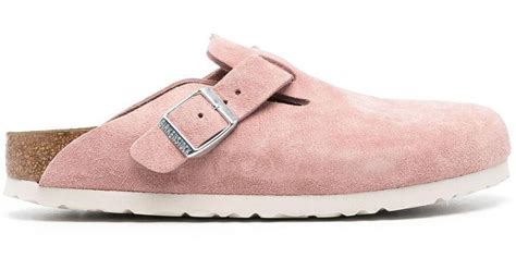 Birkenstock Suede Leather Clogs In Pink Lyst Uk