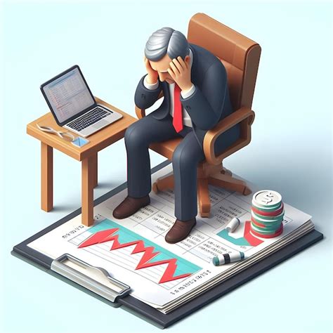 3d Flat Icon As Senior Executive Looking At A Failed Merger Document