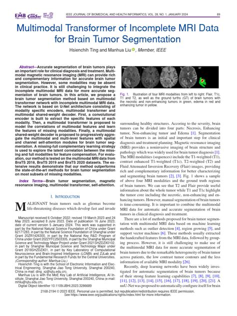 9 Multimodal Transformer Of Incomplete Mri Data For Brain Tumor Segmentation Pdf Medical