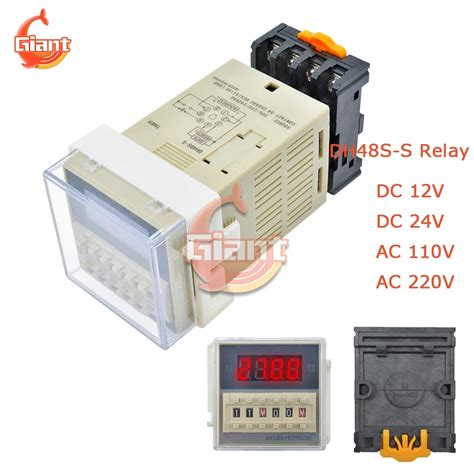 DH48S S Digital AC 220V Precision Programmable Delay Relay Repeat Cycle SPDT With Socket Base