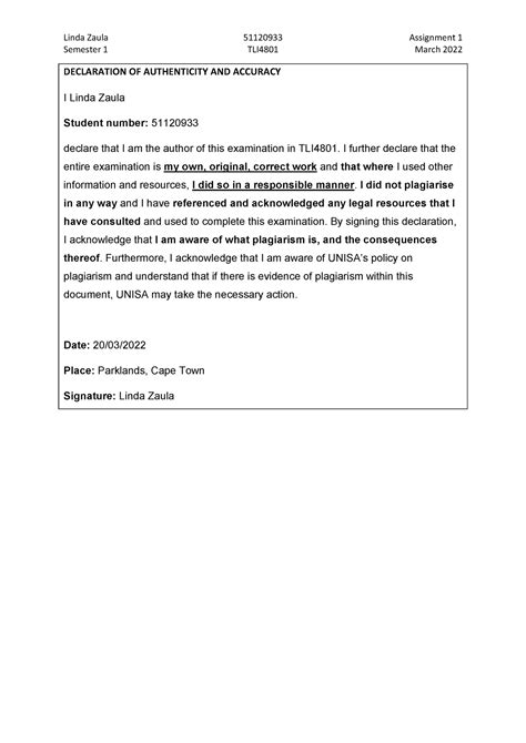 Linda Zaula Marked Answers To Assignment Of Semester Obtained