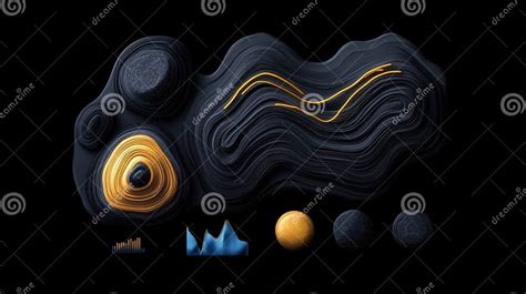 Abstract Data Visualization With Curves Textures And Charts Black