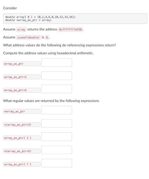 Solved Consider Double Array 8 0246810121416