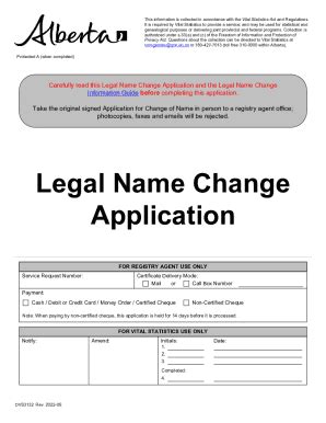 Fillable Online Legal Name Change Application This Form Is Used When A Person In Alberta Wants