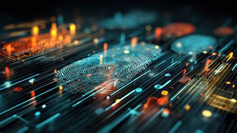 Digital Fingerprint Scan Displayed On Abstract Technology Screen With Glowing Effects Showcasing