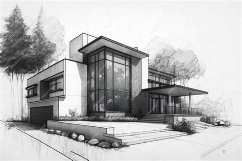 Premium Photo Architecturally Simple Detached Home Line Drawing