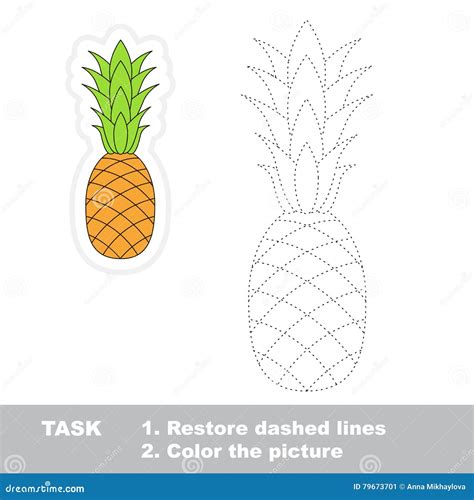 Ripe Pineapple To Be Traced Vector Trace Game