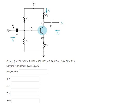 solved vcc rc mm r hh c2 b v oh z eo an r2 re given b
