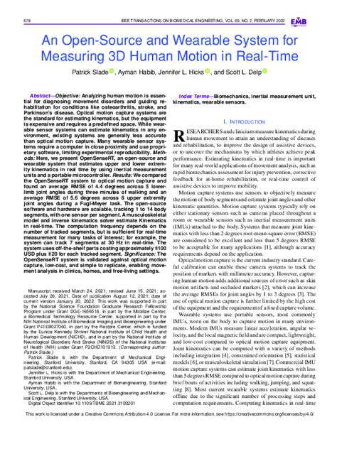 Pdf An Open Source And Wearable System For Measuring 3d Human Motion In Real Time