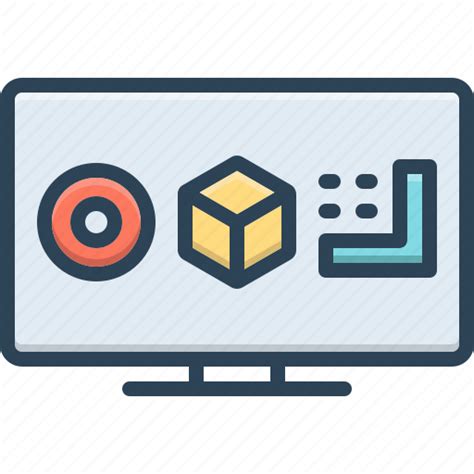 Designs Monitor Circle Cube Cuboid Computer Elements Icon