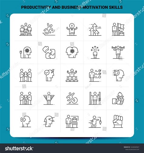Outline 25 Productivity Business Motivation Skills Stock Vector Royalty Free 1628284567