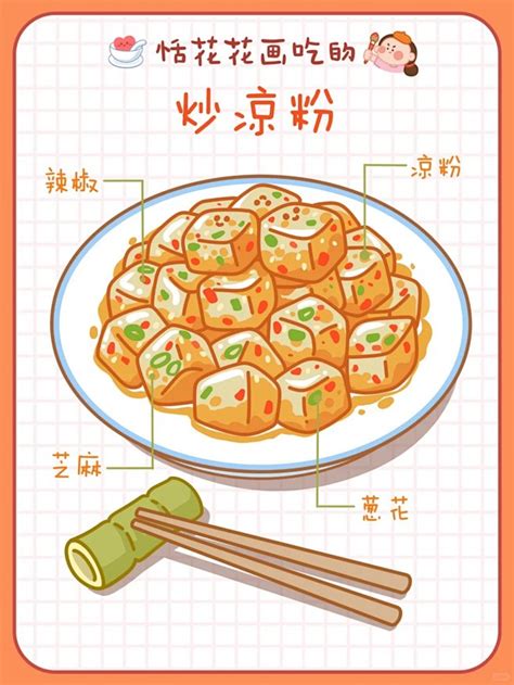 陕西特色小吃 炒凉粉简笔画