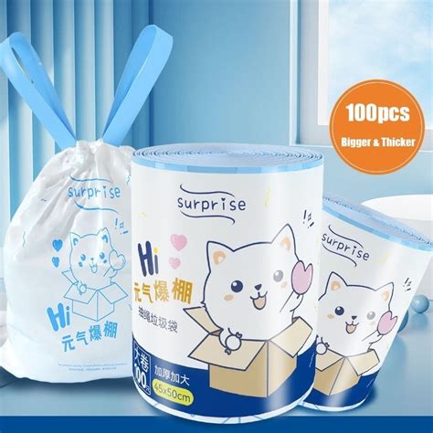 Thickened 100pcs Draw String Garbage Bag 1roll Thickened Garbage Bag