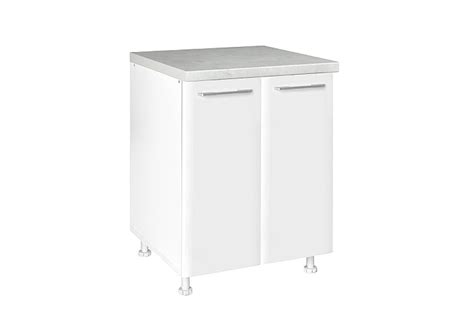 Кухненски шкаф долен с две врати In Mdf D60 бял гланц • Модулна кухня In Mdf бяла гланц • Мебели