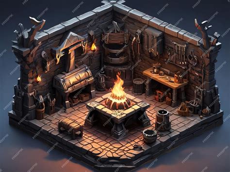Premium Photo Isometric Blacksmithing Or Making War Weapons