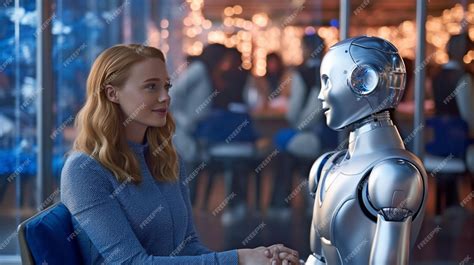 Premium Photo Conversation Between A Lady And A Robot Consultant Generative Ai