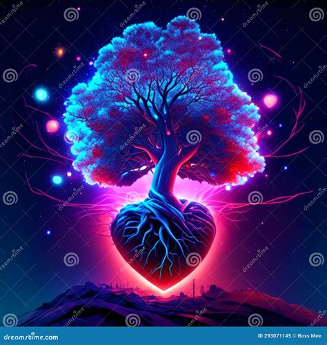 Tree In The Form Of A Heart Vector Illustration On A Dark Background Stock Illustration