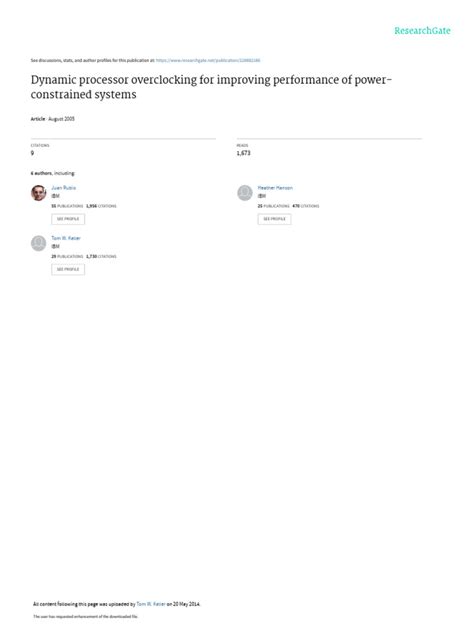 Dynamic Processor Overclocking For Improving Perfo Pdf