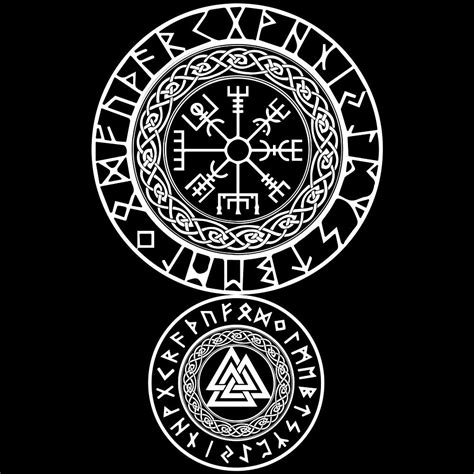 Norse Protection Symbols White Vegvisir And Valknut Viking Symbols
