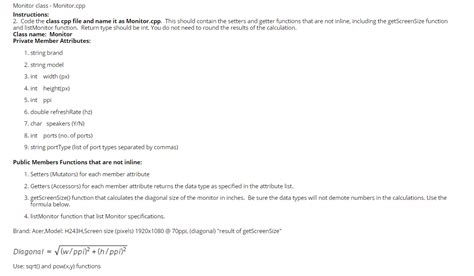 Solved Monitor Class Header File Monitorh Instructions 1